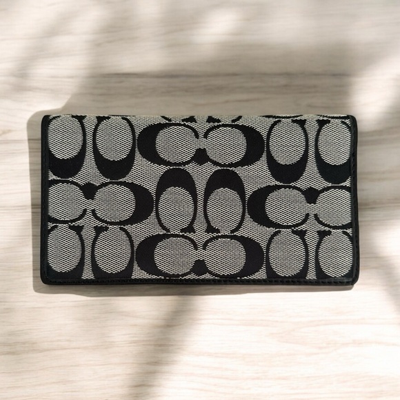 Coach | Bags | Authentic Coach Black Gray Signature Canvas Leather ...